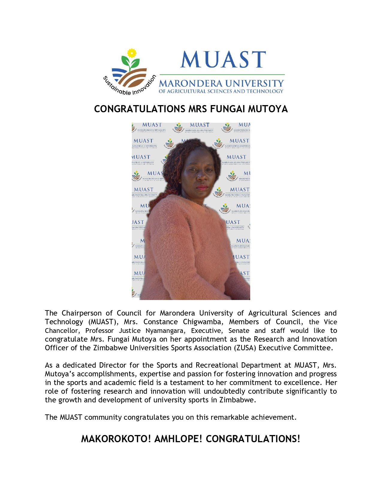 Marondera University Of Agricultural Science and Technology