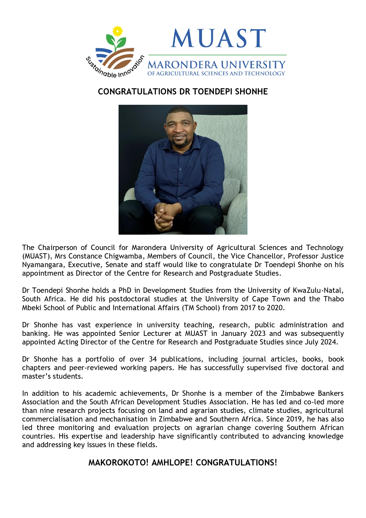 Marondera University Of Agricultural Science and Technology